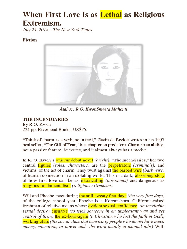 (Fiction) THE INCENDIARIES - by R.O. Kwon PDF | PDF (Fiction) THE INCENDIARIES - by R.O. Kwon PDF | PDF