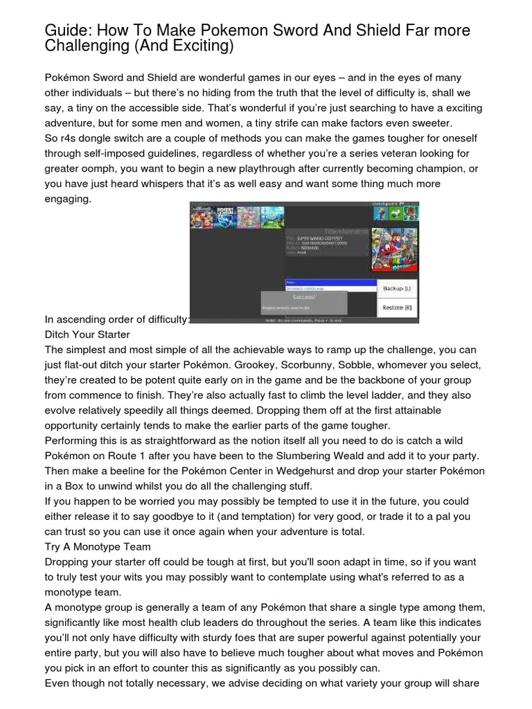 Guide: How To Make Pokemon Sword and Shield Far More Challenging (And ...