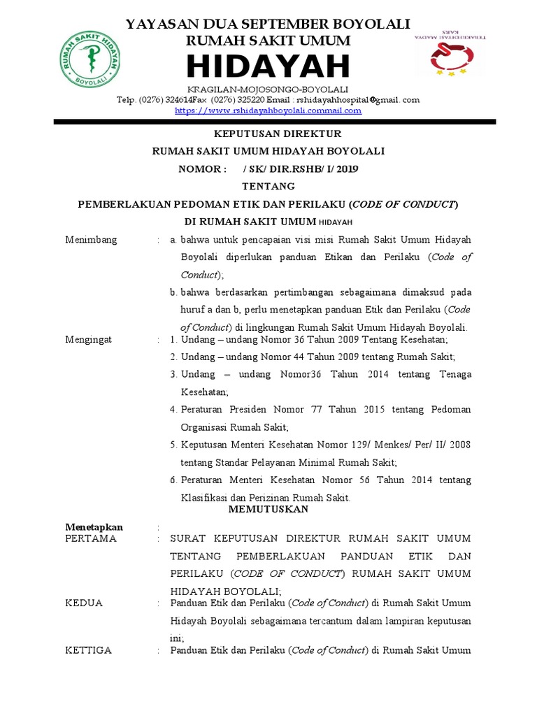 PEDOMAN ETIK DAN PERILAKU CODE OF CONDUCT Update PDF | PDF