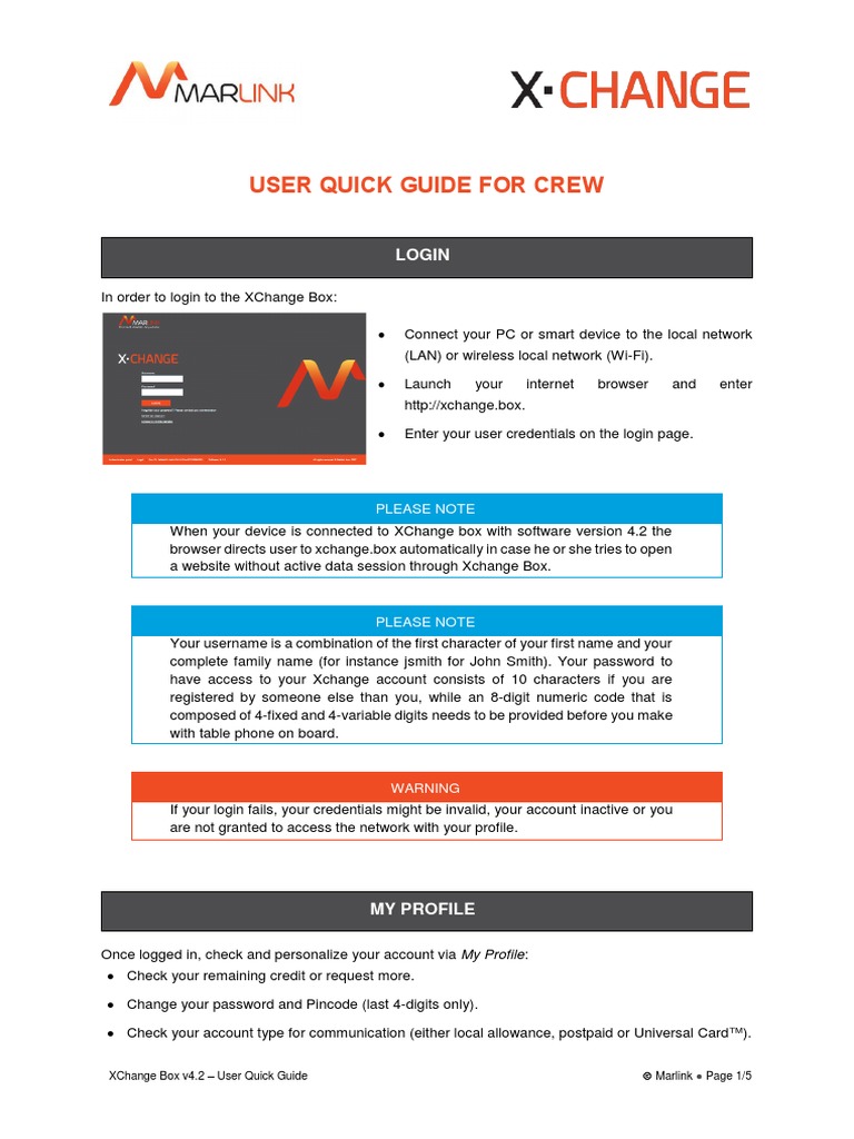 Marlink - XChange v4 2 User Quick Guide | PDF | Login | Personal ...