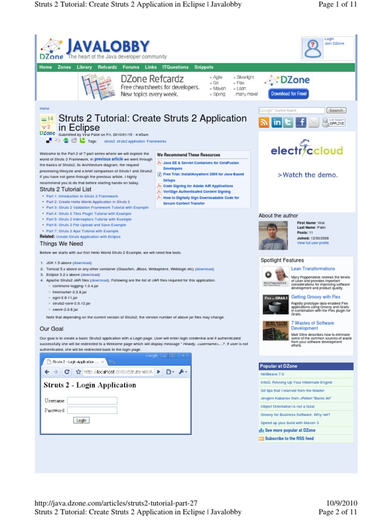 Struts2 Dzone | PDF | Java Server Pages | Class (Computer Programming)