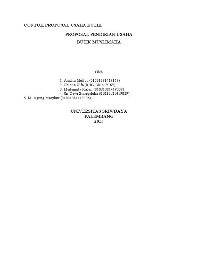 Contoh Proposal Usaha Butik | PDF