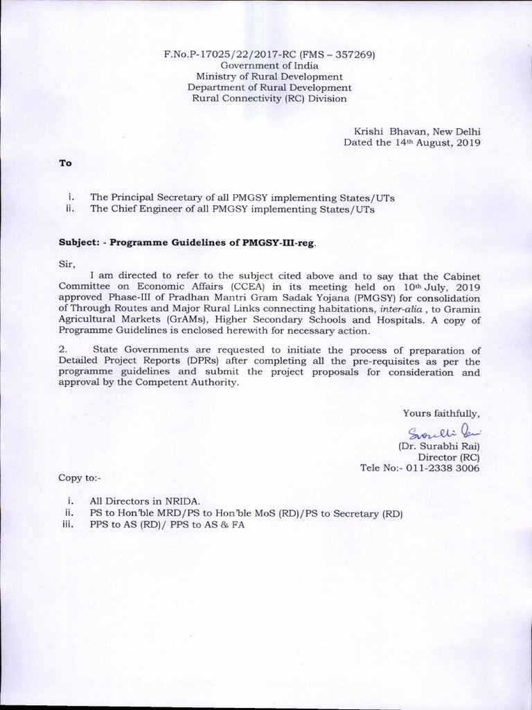 Programme Guidelines Pmgsy III | PDF