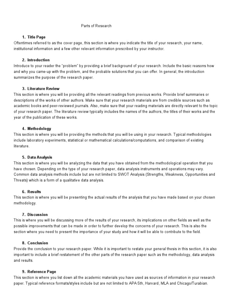 Parts of Research | Academic Publishing | Data