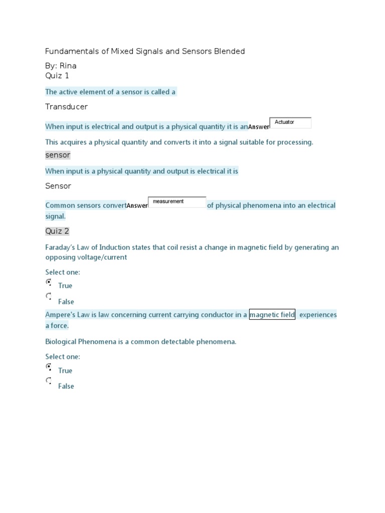Fundamentals of Mixed Signals and Sensors | PDF | Science & Mathematics