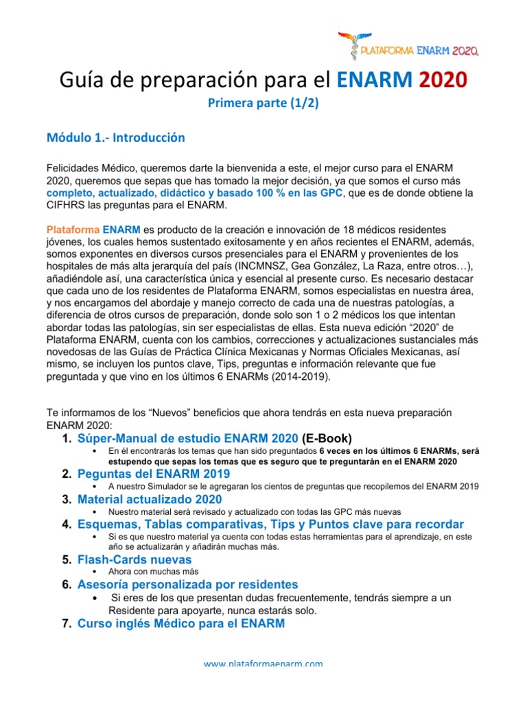 Guía Completa para el ENARM 2020 | PDF | Habilidades de estudio | Cognición