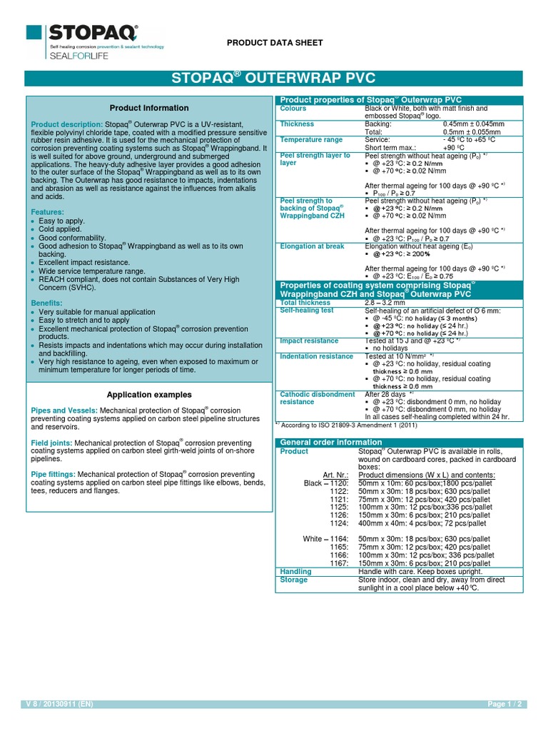 Stopaq Outerwrap PVC PDF | PDF | Polyvinyl Chloride | Corrosion