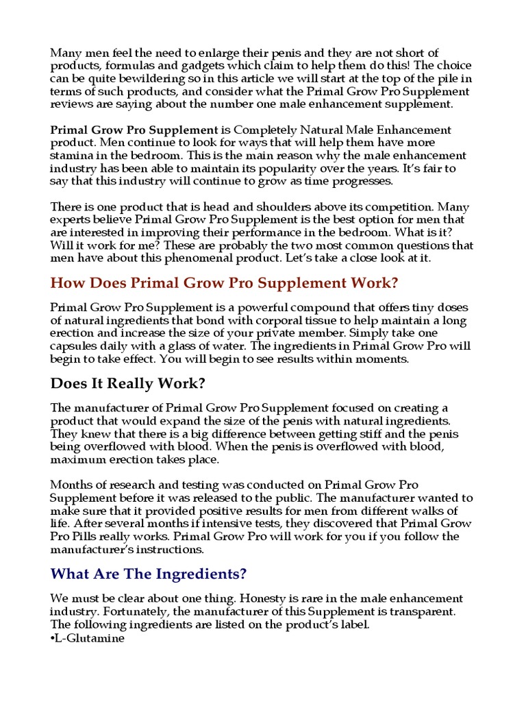 Male Enhancement with Primal Grow Pro | PDF | Dietary Supplements ...