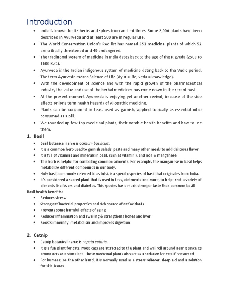 Supw Project Medicinal Plants | PDF | Flax | Basil