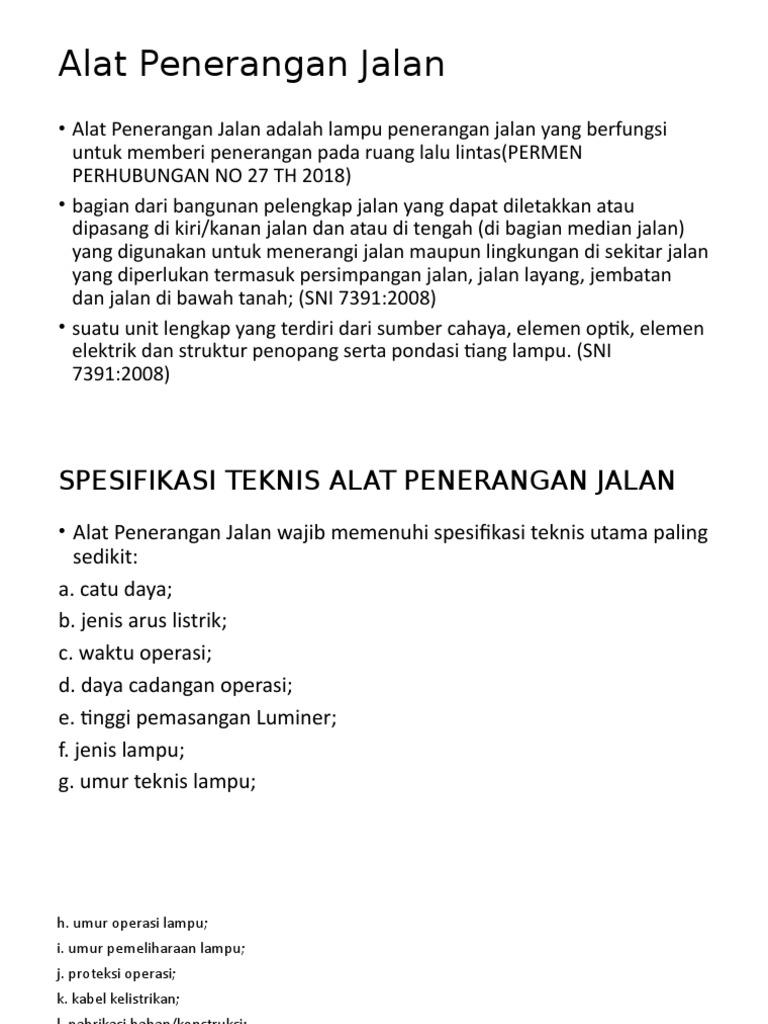 Alat Penerangan Jalan Dan Batas Lalu Lintas | PDF