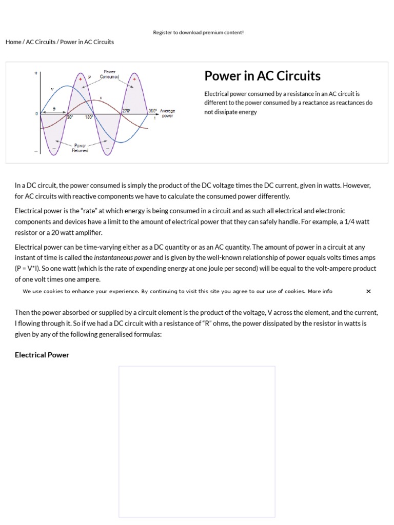 Average Power in AC Circuits Explained | PDF | Ac Power | Capacitor