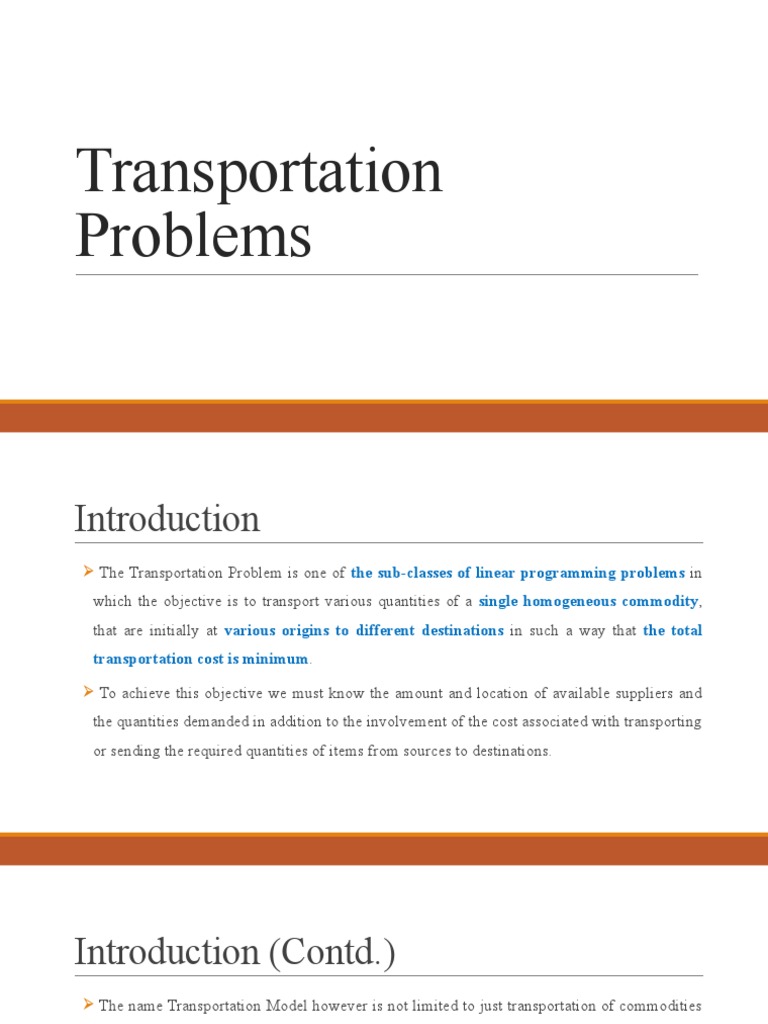 Transportation Problems | PDF | Mathematical Optimization | Warehouse