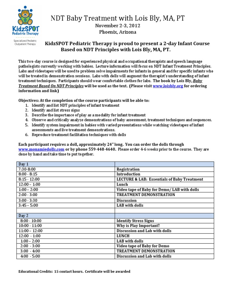 NDT Baby Treatment With Lois Bly Brochure | PDF | Clinical Medicine ...