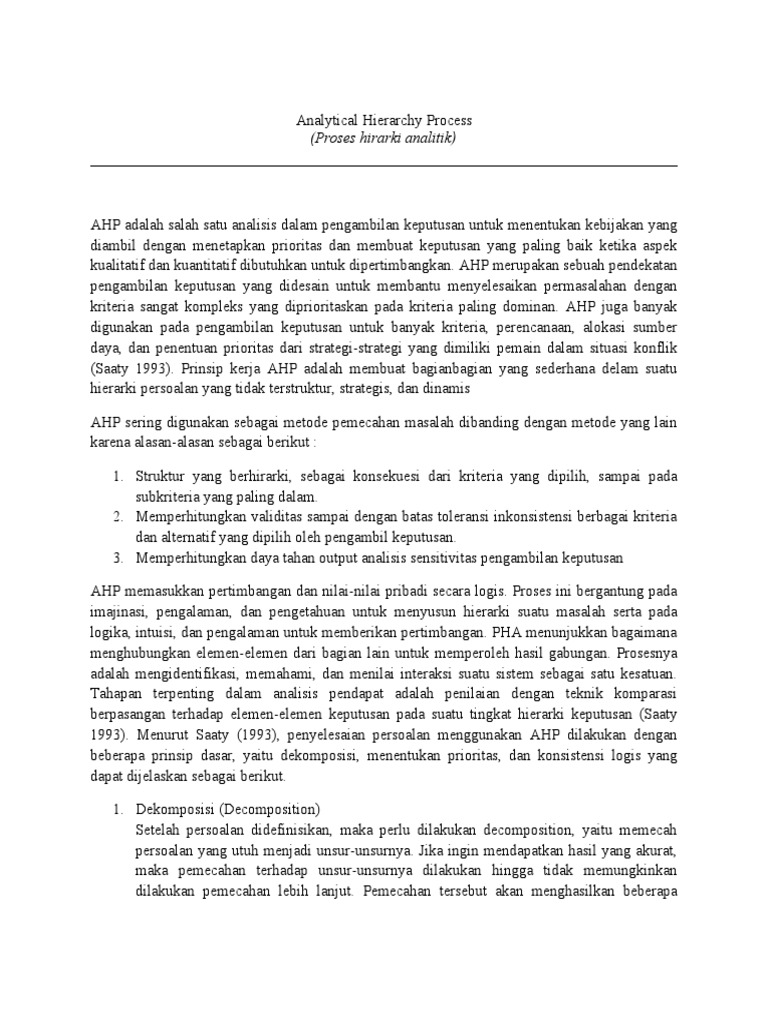 Analytical Hierarchy Process | PDF
