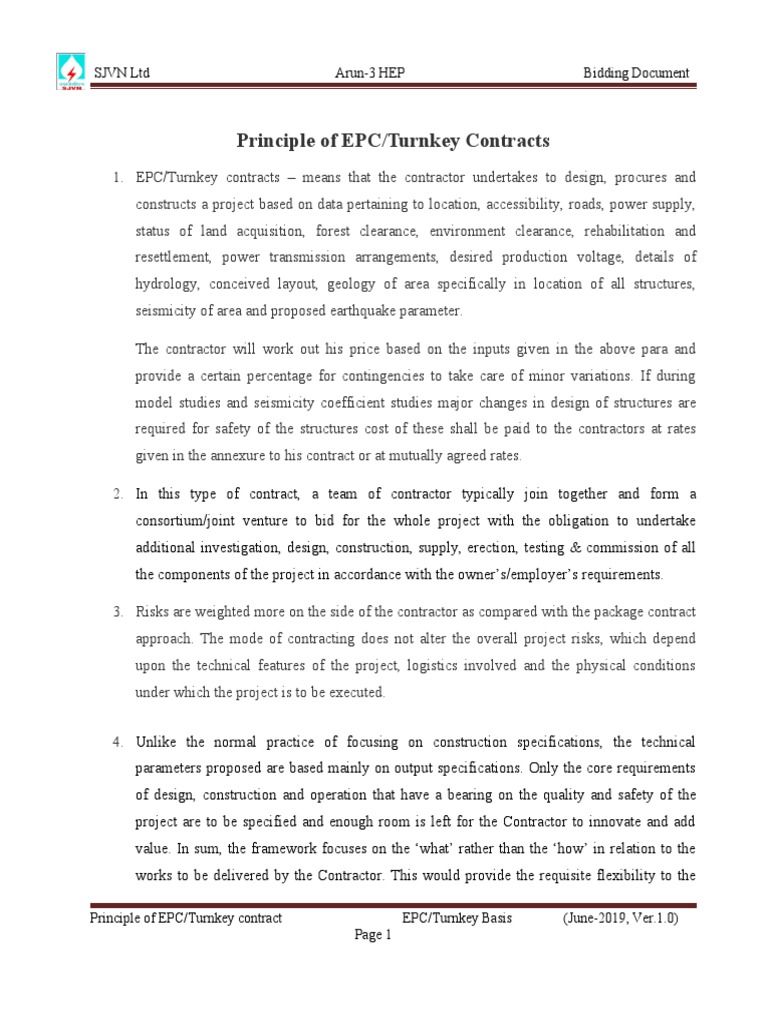 0.0 Principle of EPC - Turnkey Projects | PDF | Specification (Technical Standard) | Risk