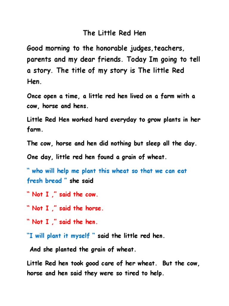The Little Red Hen Story | PDF