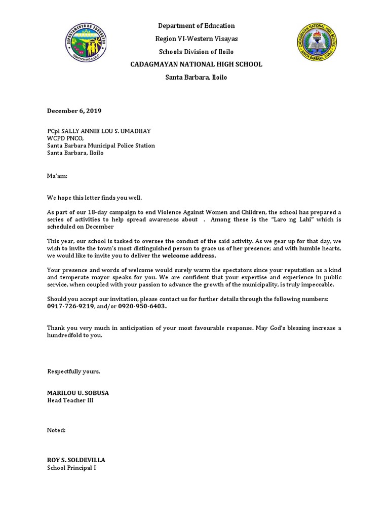 VAWC Invitation Letter Speaker | PDF