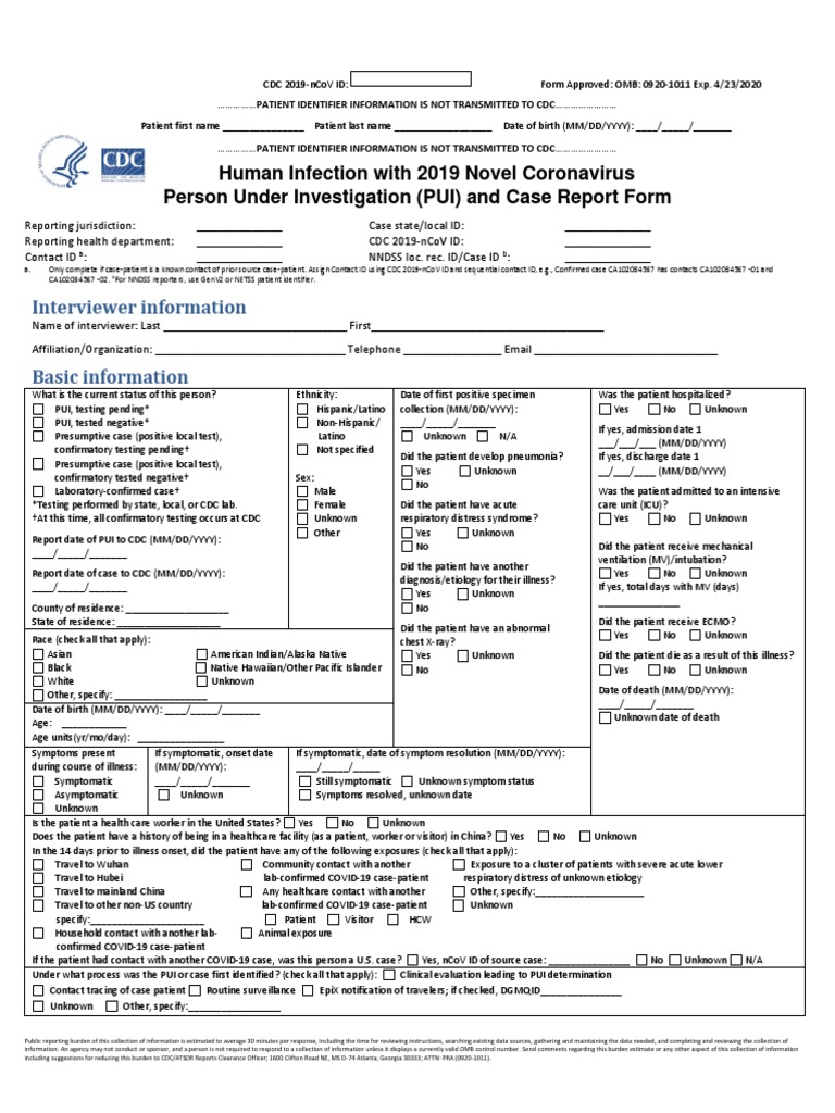 Pui Form | PDF | Diseases And Disorders | Medical Specialties