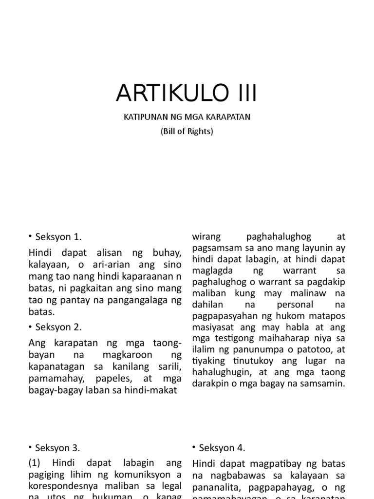 Artikulo Iii | PDF