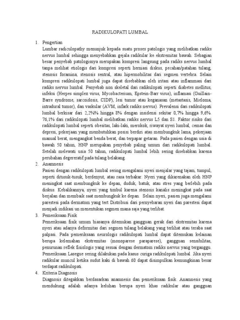 Panduan Radikulopati Lumbal | PDF | Sains & Matematika