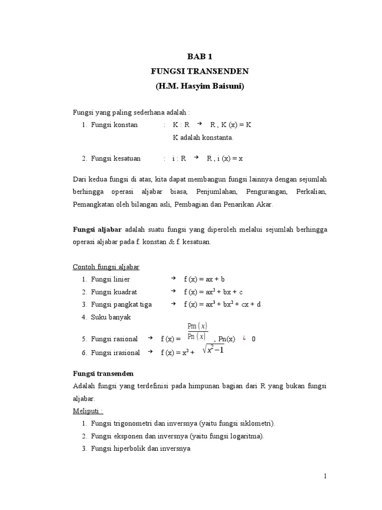 Bab 1 Fungsi Transenden | PDF
