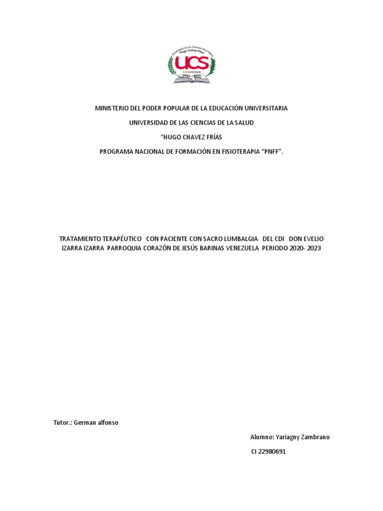 Trabajo Proyecto | PDF | Dolor lumbar | Terapia física