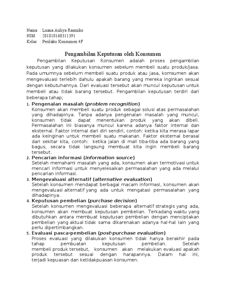 Bab 7 Pengambilan Keputusan Oleh Konsumen | PDF