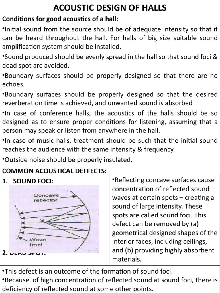 Acoustic Design for Halls | PDF | Acoustics | Sound