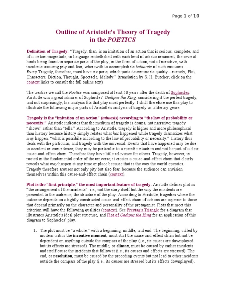 Aristotle's Tragedy Theory Explained | PDF | Plot (Narrative) | Oedipus