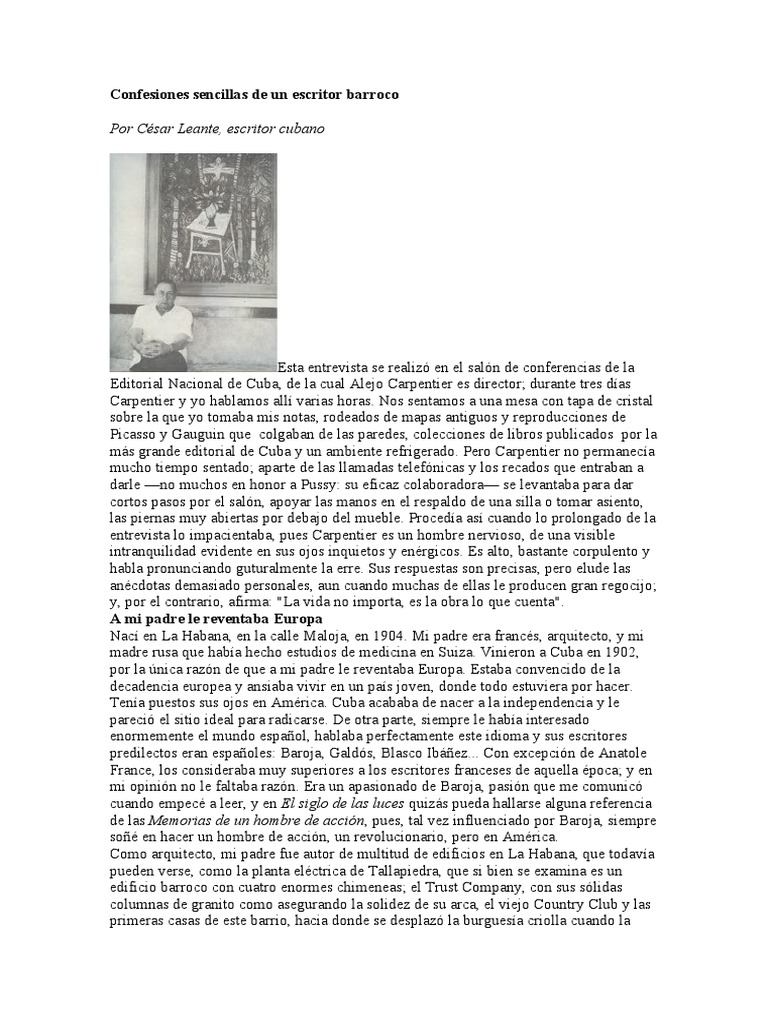 Entrevista a César Leante: Barroco Cubano | PDF | Cuba | James Joyce