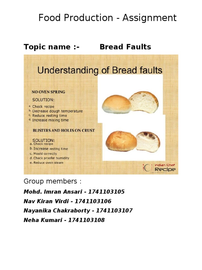 Production Assignment | PDF | Breads | Dough