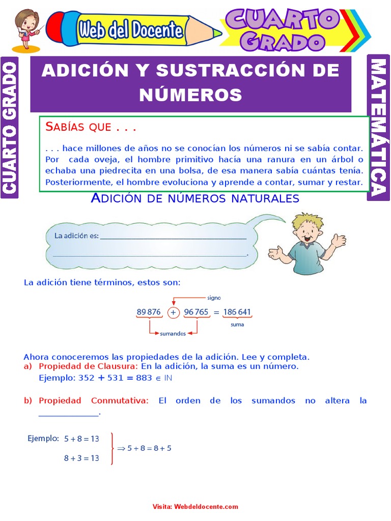 Adición y Sustracción de Números Naturales | PDF | Sustracción | Teoría ...