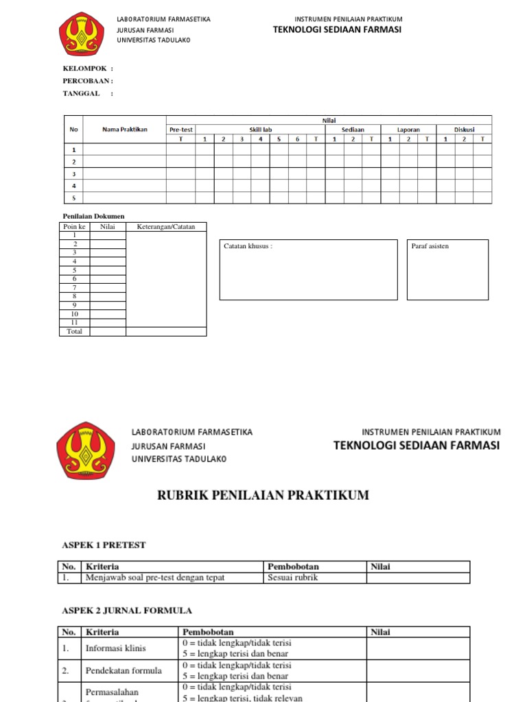 Format Dan Rubrik Penilaian PDF | PDF
