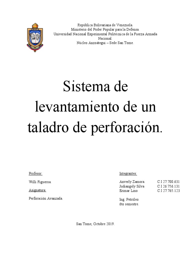 (INFORME) Sistema de Levantamiento | Descargar gratis PDF | Ascensor | Perforar