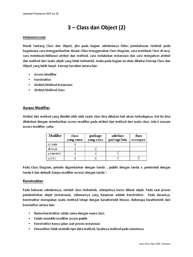 Class dan Object Lanjutan | PDF