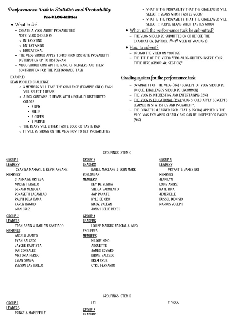 1st Performance Task in Statistics and Probability | PDF | Computers ...