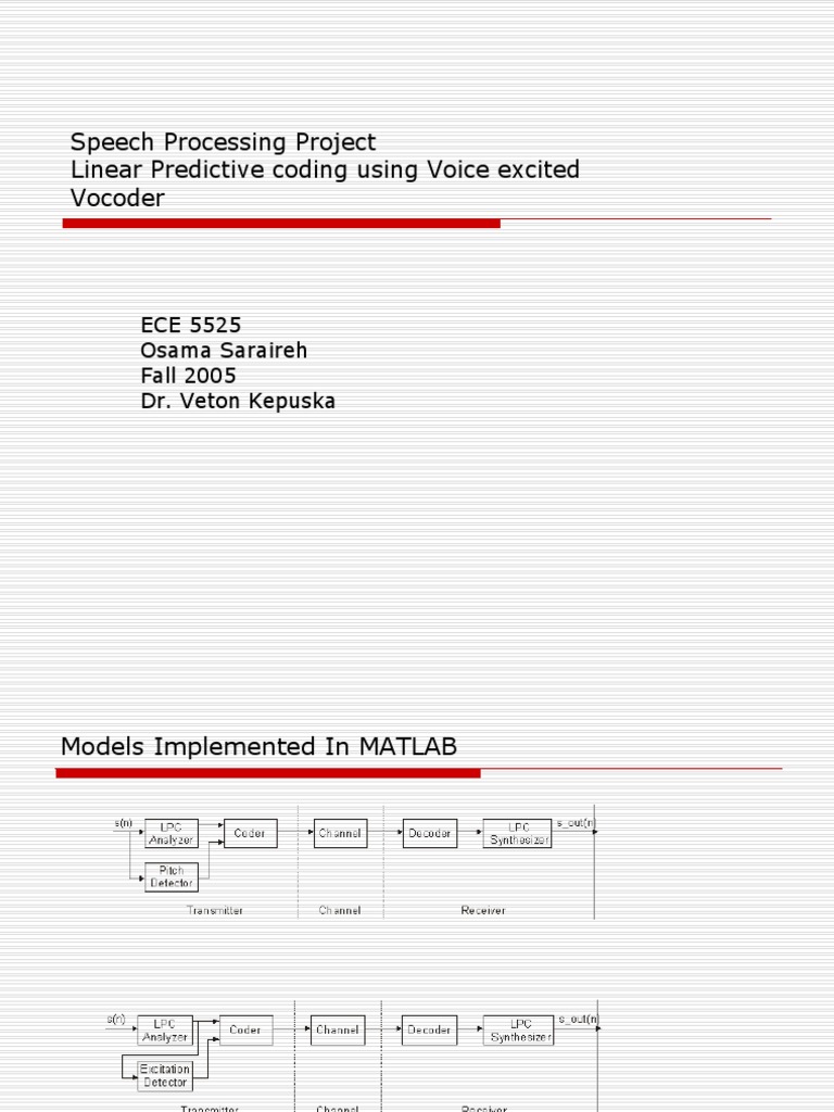 Speech Processing Project | PDF | Signal Processing | Telecommunications Engineering