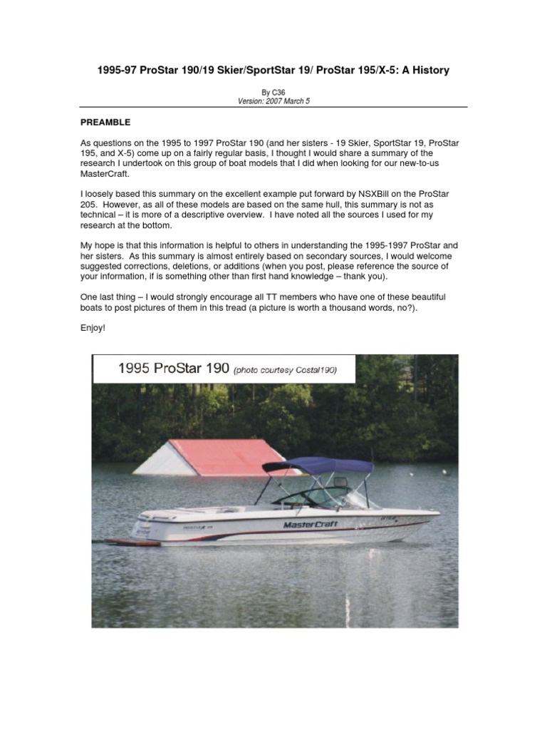 1995-97 ProStar 190 - 19 Skier - SportStar 19 - ProStar 195 - X-5 ...