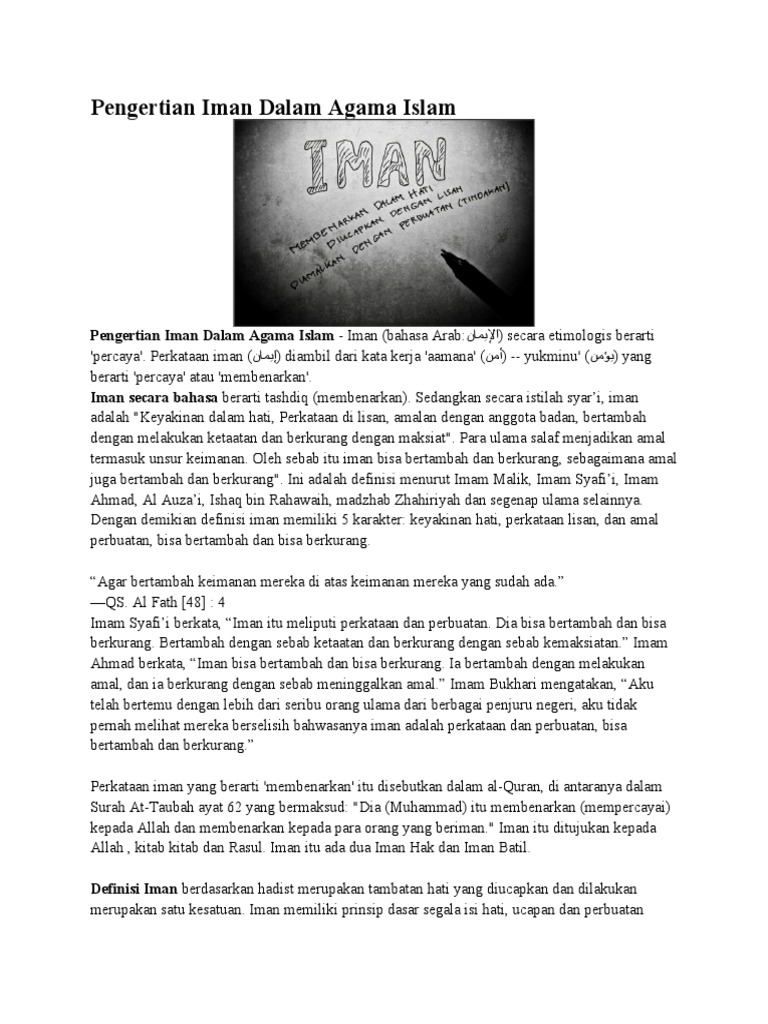 Pengertian Iman Dalam Agama Islam | PDF | Agama & Spiritualitas