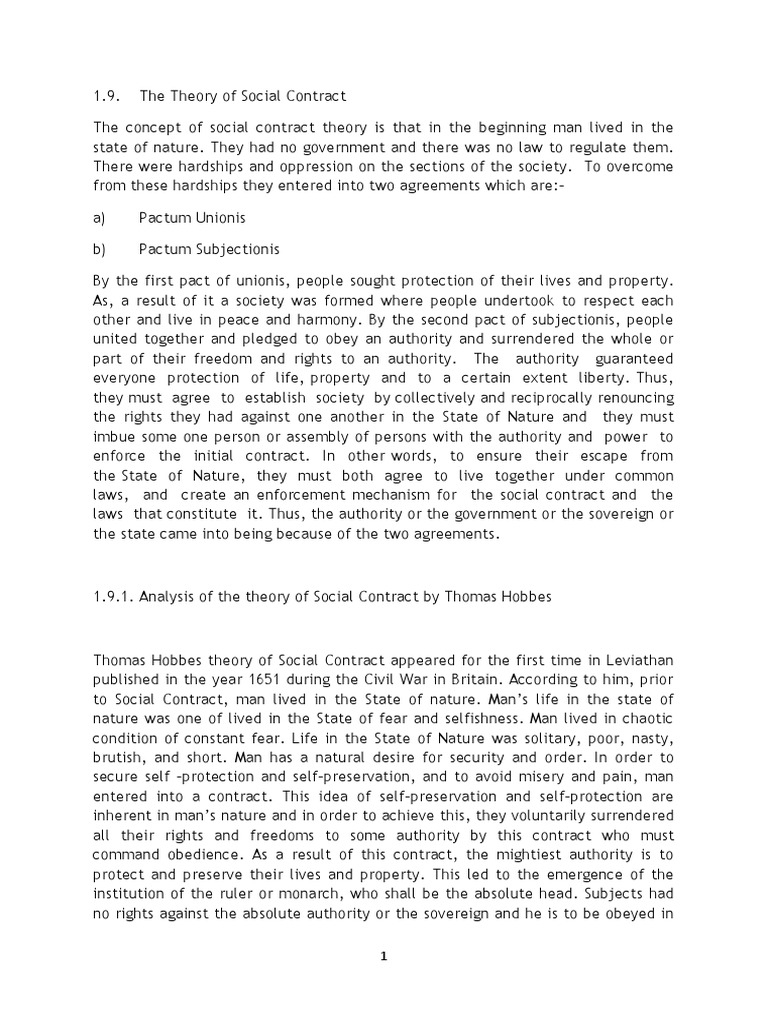 Theories of Social Contract | PDF | Social Contract | Property
