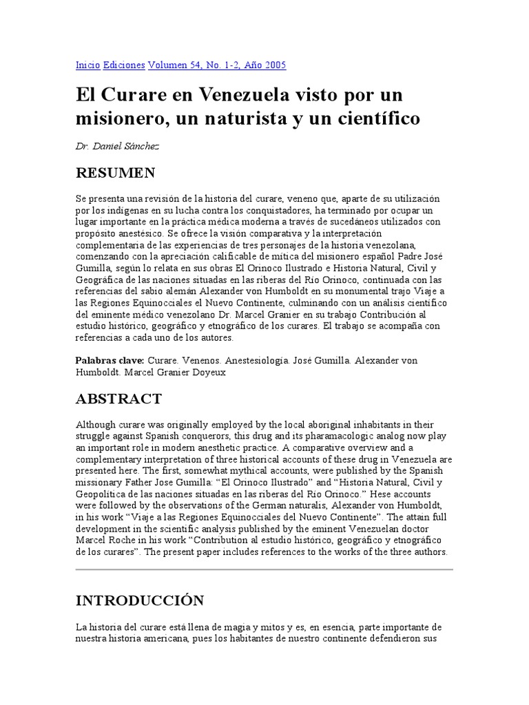 Historia del Curare en Venezuela | PDF | Science | Ciencia y Tecnología