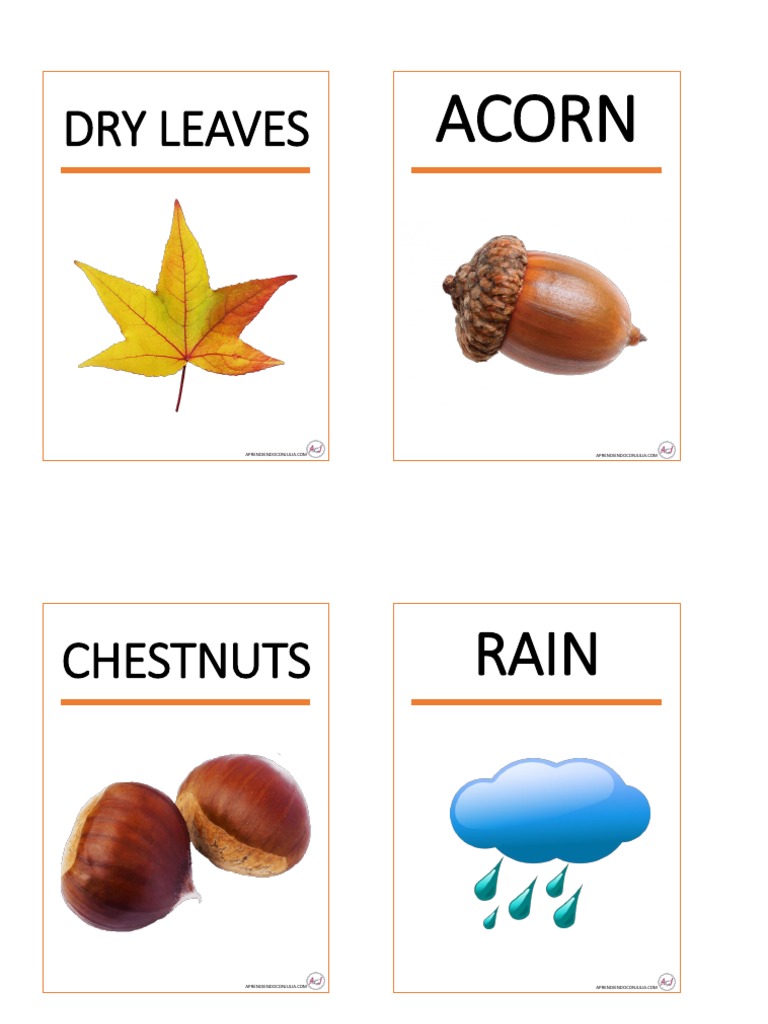 Tarjetas Otoño para Imprimir Inglés | PDF