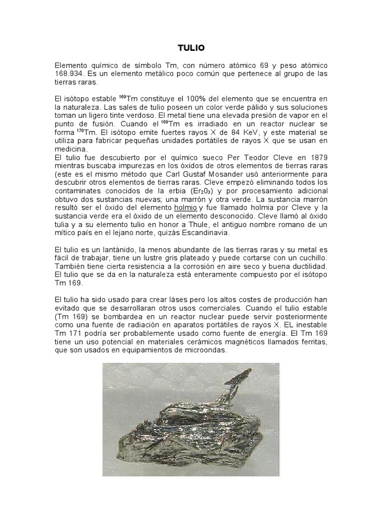 TULIO | PDF | Elementos químicos | Rieles