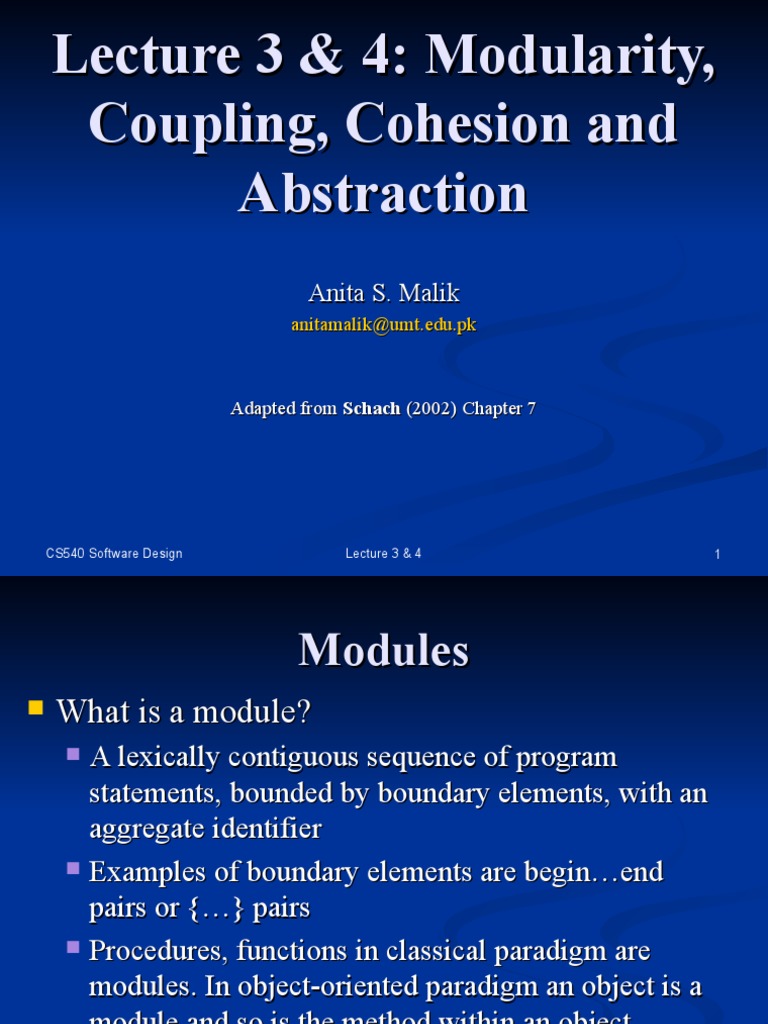 Lecture 3 And 4 Modularity Coupling Cohesion And Abstraction Pdf Modular Programming