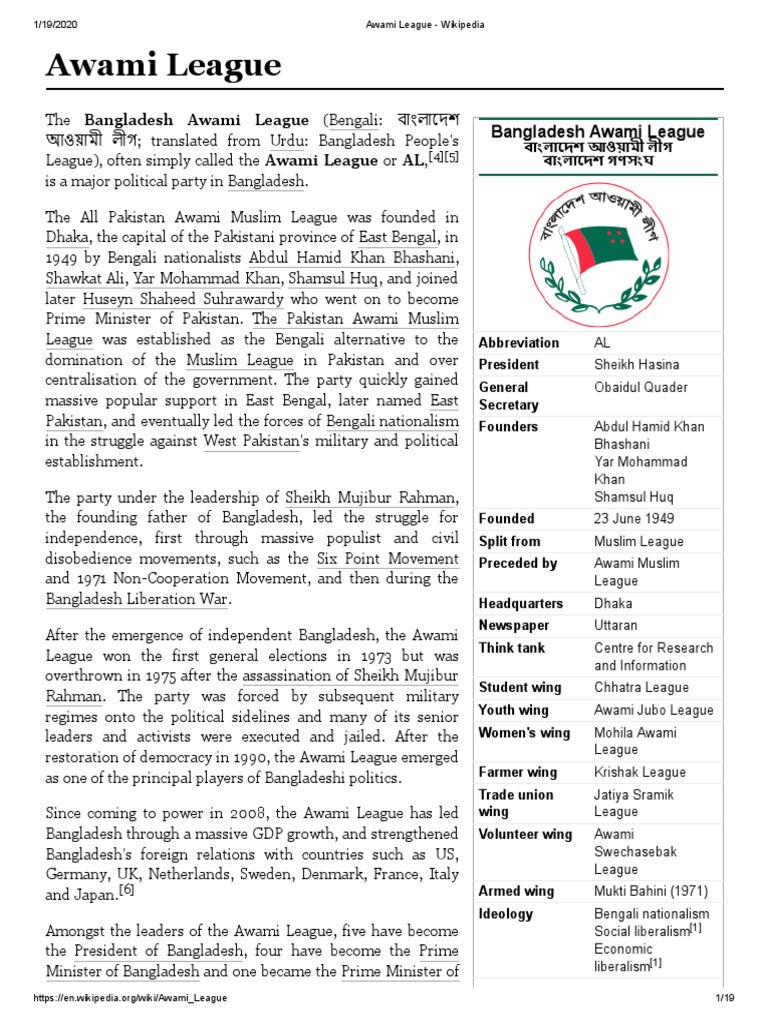 Awami League | PDF | Bangladesh | South Asia
