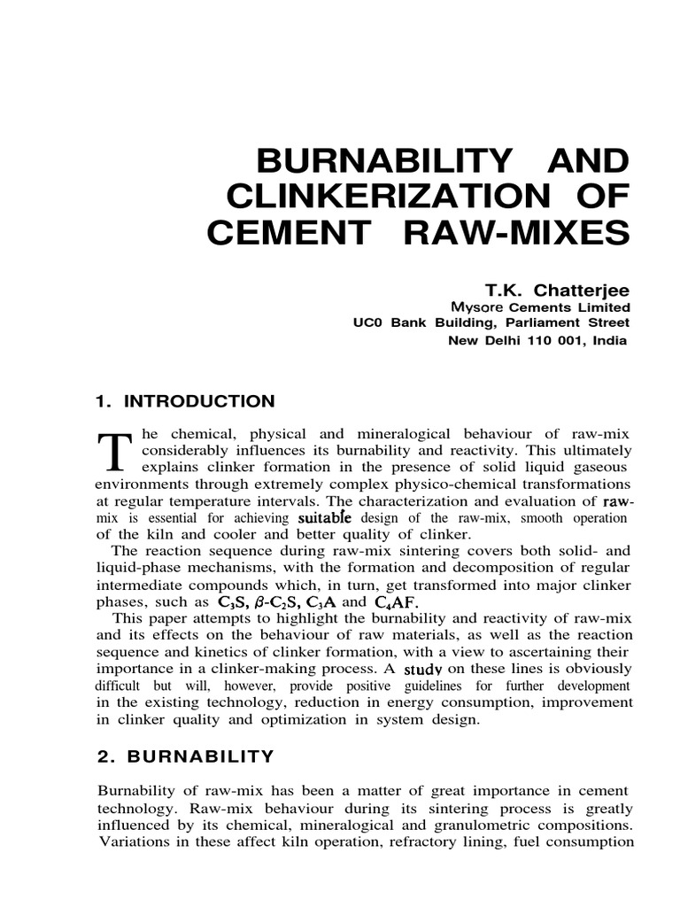 Burnability and Clinkerization of Cement Raw-Mixes | PDF | Silicon ...