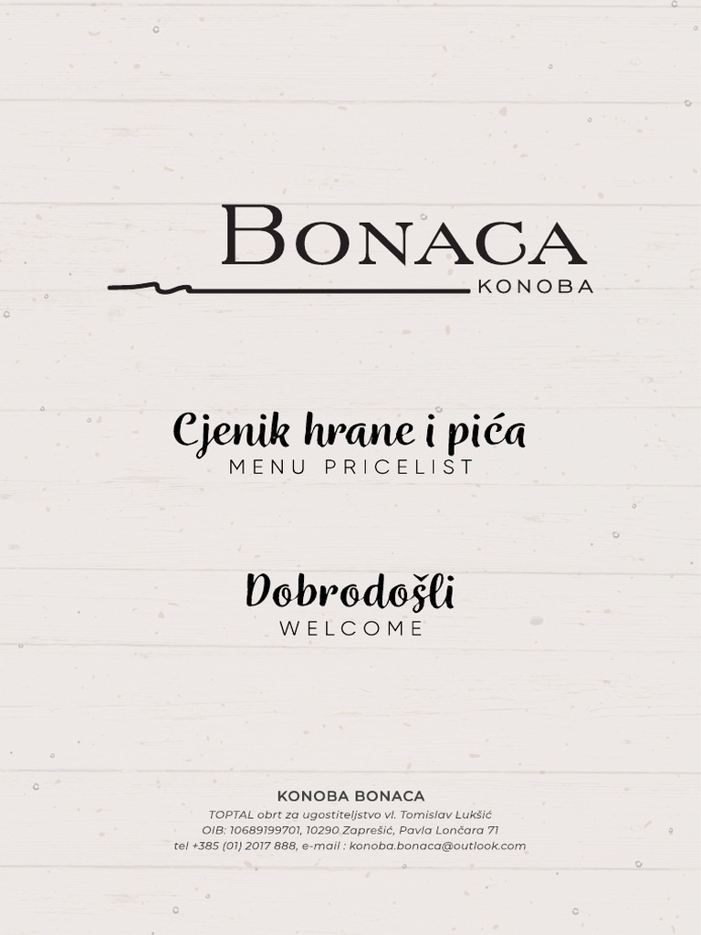 Menu Konoba Bonaca | PDF