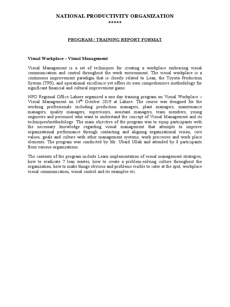 Annex-IX Training Report Sample Format | PDF