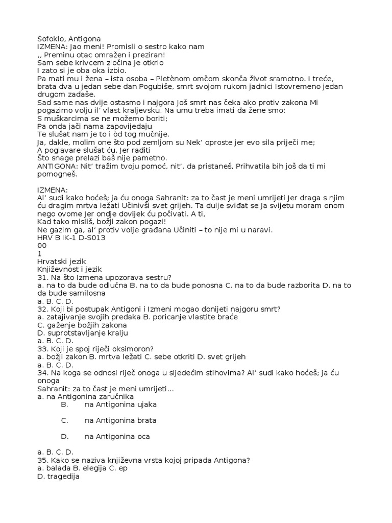 Sofoklo, Ifigenija Na Aulidi - Kopija | PDF