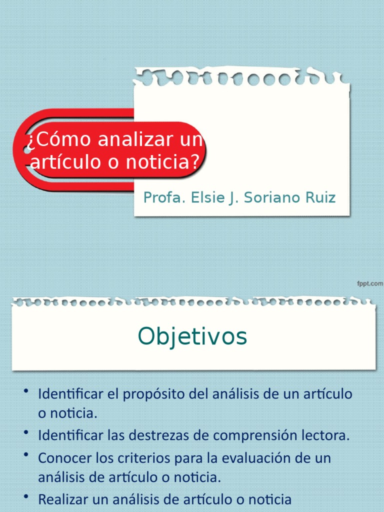 Cómo Analizar Un Artículo o Noticia | PDF | Autor | Comprensión lectora